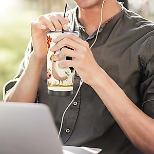 QWEUIOP 20oz Insulated Travel Coffee Mug Retro Pig Chicken Sheep Animal Pattern Stainless Steel Tumbler with Lid Double Wall Vacuum Coffee Cup For Hot and Cold Drinks13983