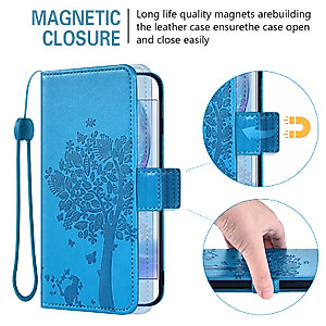 Asuwish Compatible with Oppo Reno 2 Wallet Case and Tempered Glass Screen Protector Flip Purse Accessories Wrist Strap Credit Card Holder Stand Cell Phone Cover for Reno2 2019 Women Men Blue