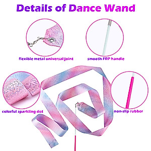 HiUnicorn 14PCS Sparkling Dance Ribbon for Kids Girls Princess Mermaid Ballet Ballerina Gymnastics Birthday Party Favors Decorations, Kids Twirling Streamer Ribbon Dancer Wands for Outdoor Toys