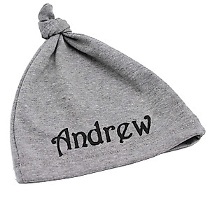 Custom Embroidered Baby Boy Girl Beanie Hat, Personalized Keepsake for Newborn, Customized Infant Gift for Baby Showers, New Parents (Grey)