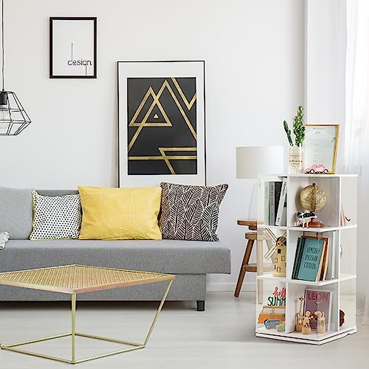 Wesiti 360 Degree 31.1 in Tall Rotating Bookshelf 3 Tier Floor Standing Bookcase with Acrylic Windows Spinning Plywood Storage Book Tower Revolving Bookcase for Kids Classroom Playroom Bedroom, White