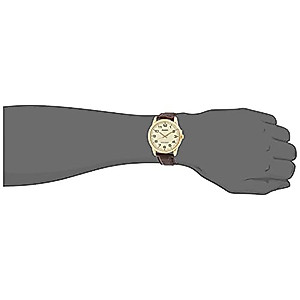 Casio Men's Stainless Steel Quart Watch with Leather Strap, Brown, 18 (Model: EAW-MTP-V001GL-9B)