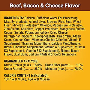 PEDIGREE CHOPPED GROUND DINNER Adult Canned Soft Wet Dog Food Combo with Chicken, Liver & Beef and Beef, Bacon & Cheese Flavor Variety Pack, 13.2 oz. Cans (Pack of 12)
