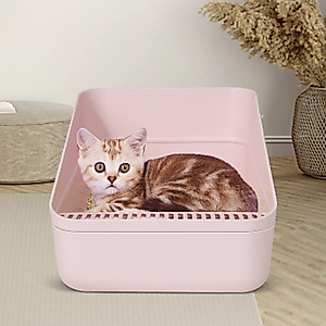Sfozstra Open Prevent Sand Leakage, Durable High Side Sifting Litter Box for Small Cats,Secure and Odor , Removable Litter Box, Easy to Clean (Pink Small)