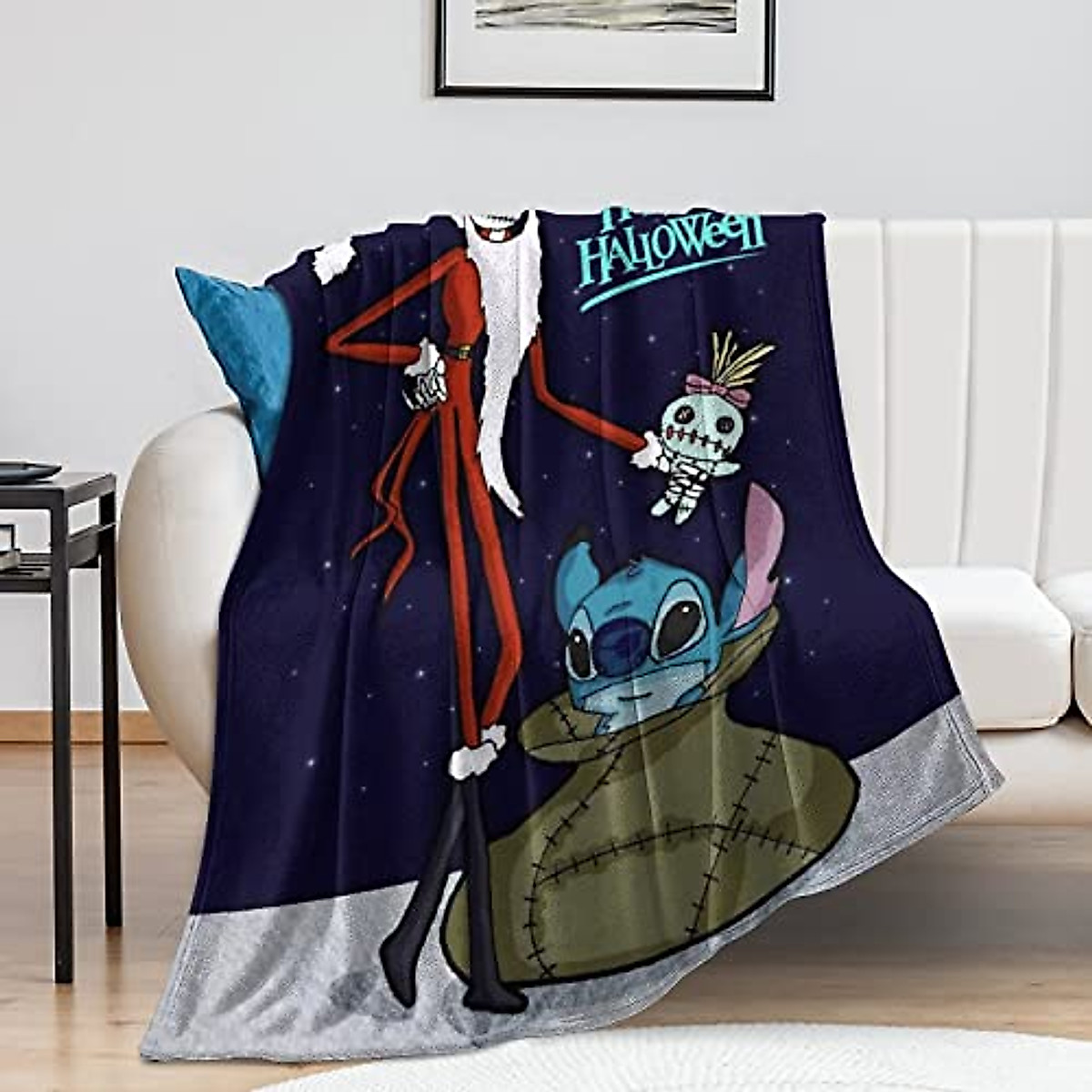 Stitch Blanket 350GSM Halloween Flannel Throw Blanket for All Seasons Super Soft and Cozy Medium Plush Blankets for Sofa, Couch and Bed 50"x60"