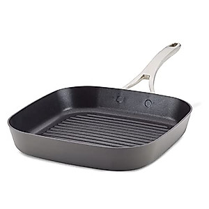 Anolon Allure Hard Anodized Nonstick Deep Square Griddle Pan/Grill, 11 Inch, Dark Gray