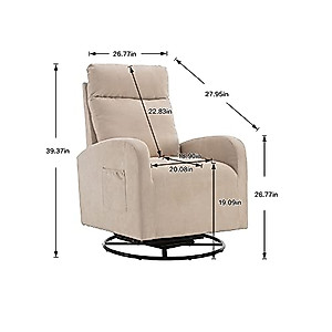 HomSof Rocker Recliner, Polyester Rocking Nursery, Modern Lounge Chair for Living Room, One Size, Beige Swivel Glider