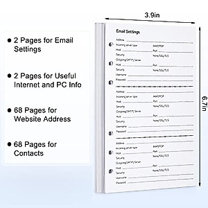 Password Address Book Refill Pages for 6-Ring Refillable Binder Password Address Notebook Replacement Page with 6 Holes 3.9″x 6.7″