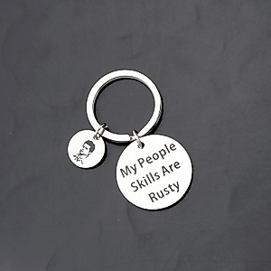 FOTAP SPN jewelry My People Skills Are Rusty Keychain Castiel Fans Gift Castiel TV Show Gift TV Show Fans Gift TV Series Gift (Rusty Keychain)