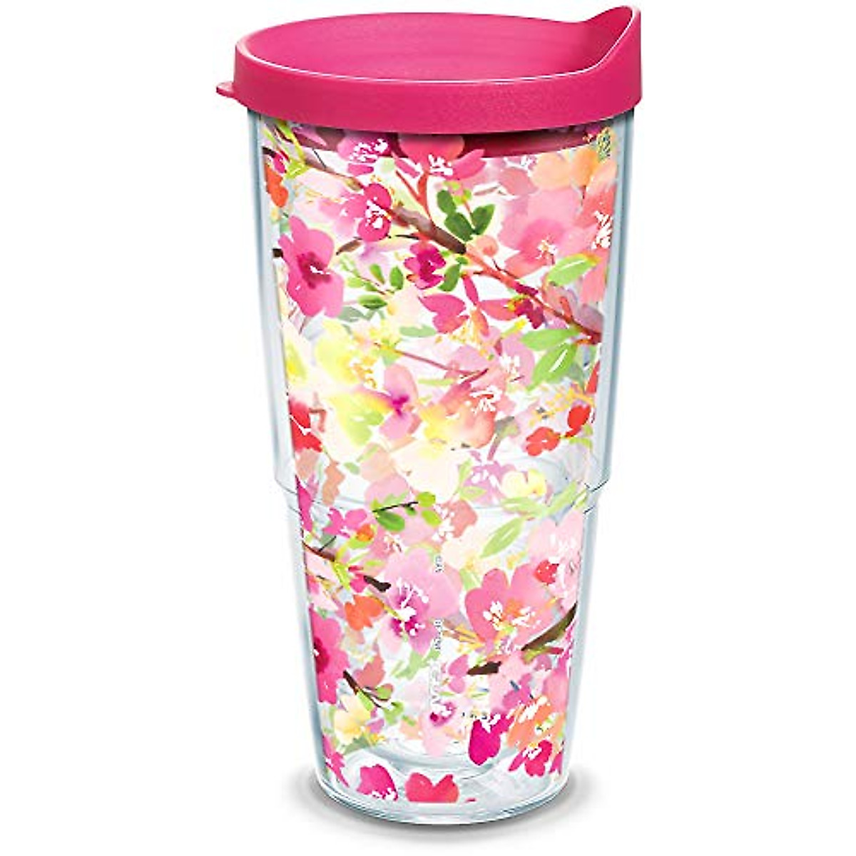 Tervis Yao Cheng - Sakura Floral Made in USA Double Walled Insulated Tumbler Cup Keeps Drinks Cold & Hot, 24oz, Classic