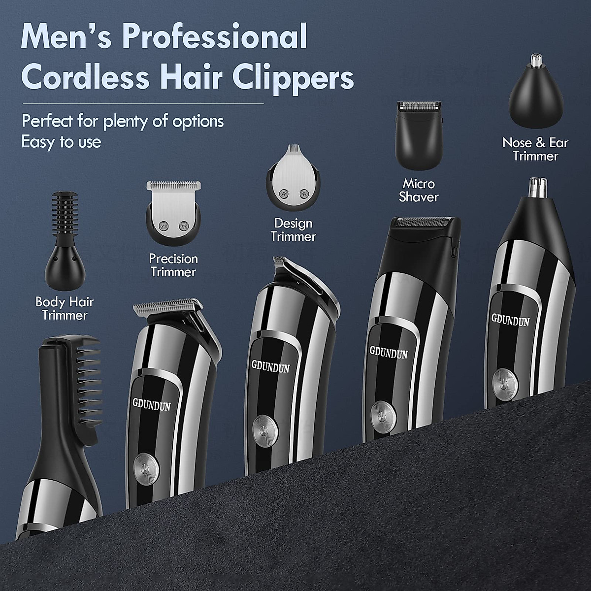 GDUNDUN Grooming Kit for Men, Cordless IPX7 Waterproof Beard Hair Nose and Body Electric Trimmer for Men, All-in-1 Trimmer for Men with USB Charging LED Power Display, Gift for Men Husband Father