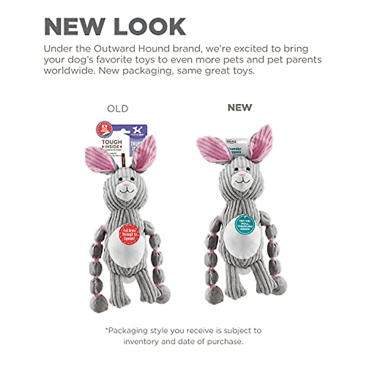 Outward Hound Thunda Tugga Bunny Plush & Squeaky Dog Tug Toy