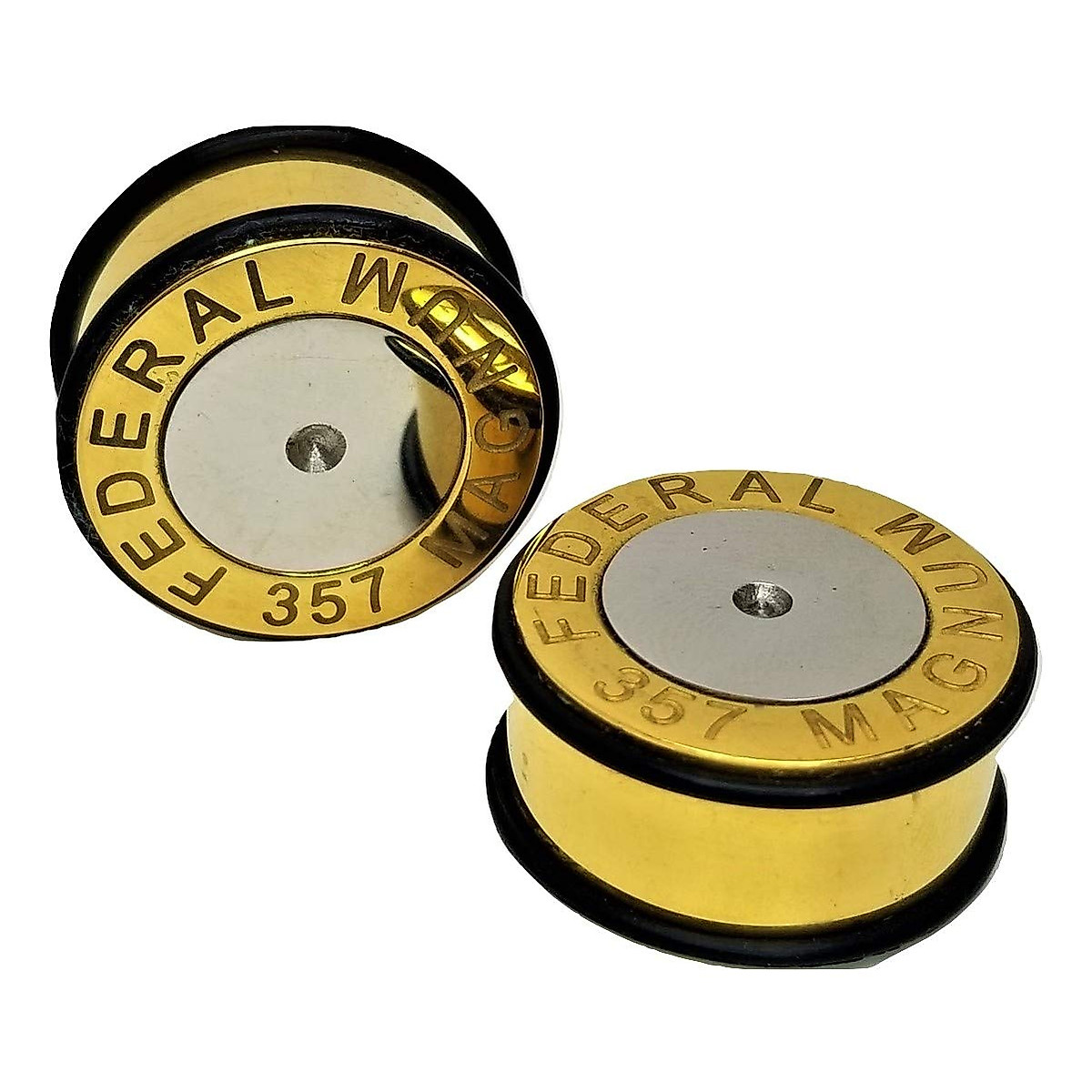 Pierced Republic Magnum 357 Bullet Ear Plugs - Metal, Weighted Ear Gauges - 10 Sizes - Pair (0 Gauge (8mm))