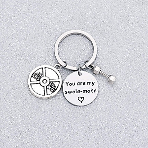 BAUNA Fitness Workout Keychain Jewelry You Are My Dumbbell Exercises Weightlifting Sports Fitness Gifts For Friends Couple (Fitness Workout Keychain)