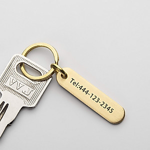 Personalized Free Custom Engraved Business Gift Man's Plate Solid Brass Copper Keychain - Rings