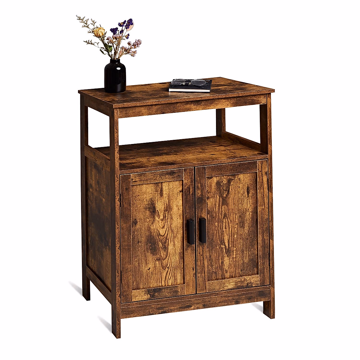 Tianlang Retro Industrial Storage Cabinet, Cupboard with 1 Adjustable Shelf and 2 Doors, Multifunctional Cabinet for Living Room, Kitchen, Enterway, Stable Wood Frame, Retro Brown LJBC002F