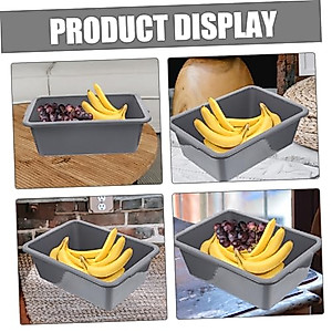CAXUSD 2pcs Box Storage Basket Restaurant Wash Basin Food Washing Bowl Dish Basin Commercial Tote Tub Fruit Container Utility Bus Tub Food Service Bus Dish Washing Tub Pp Grey