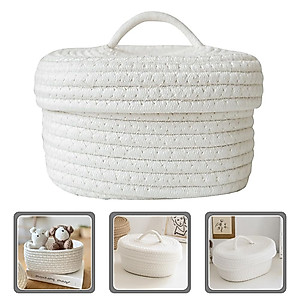 Amosfun Basket Cotton Rope Woven Basket Multi-Functional Household Woven Container Nordic Style Storage Basket Hamper