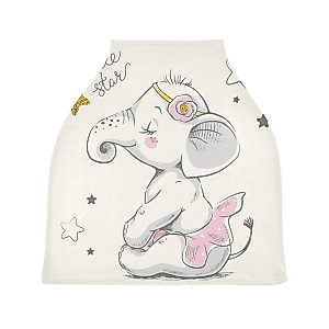 MNSRUU Car Seat Covers for Babies Infant Nursing Breastfeeding Canopy Cute Elephant Ballerina Stretchy Breathable Full Coverage for Boys Girls Shower Gifts