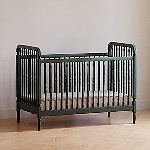 Namesake Liberty 3-in-1 Convertible Spindle Crib with Toddler Bed Conversion Kit in Forest Green, Greenguard Gold Certified (M7101FRGR)