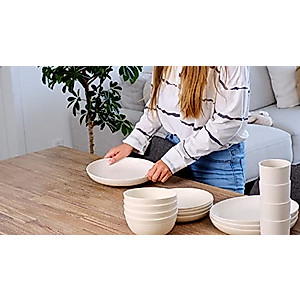 Wheat Straw Dinnerware Sets (16pcs) Beige-Unbreakable Microwave Safe-Lightweight Bowls, Cups, Plates Set-Reusable, Eco Friendly,Dishwasher Safe,Wheat Straw Plates,Wheat Straw Bowls, Cereal Bowls