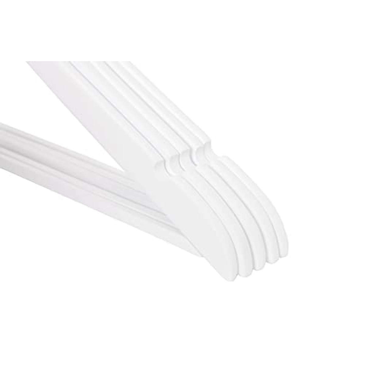 20 Luxury Slim Space Saving Wooden Clothes Hanger with Squared Pant Bar Best for Shirts, Blouses, Pant, Dress, Hangers White (White - Shirt with Pant Bar, 20)