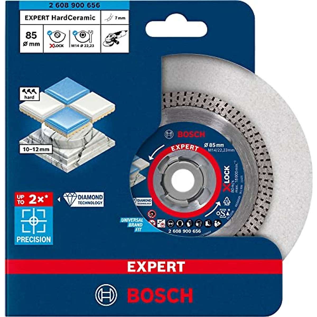 Bosch Professional 1x Expert HardCeramic X-Lock Diamond Cutting Disc (for Hard Tiles, Hard Stone, Ø 85 mm, Accessories Small Angle Grinder)
