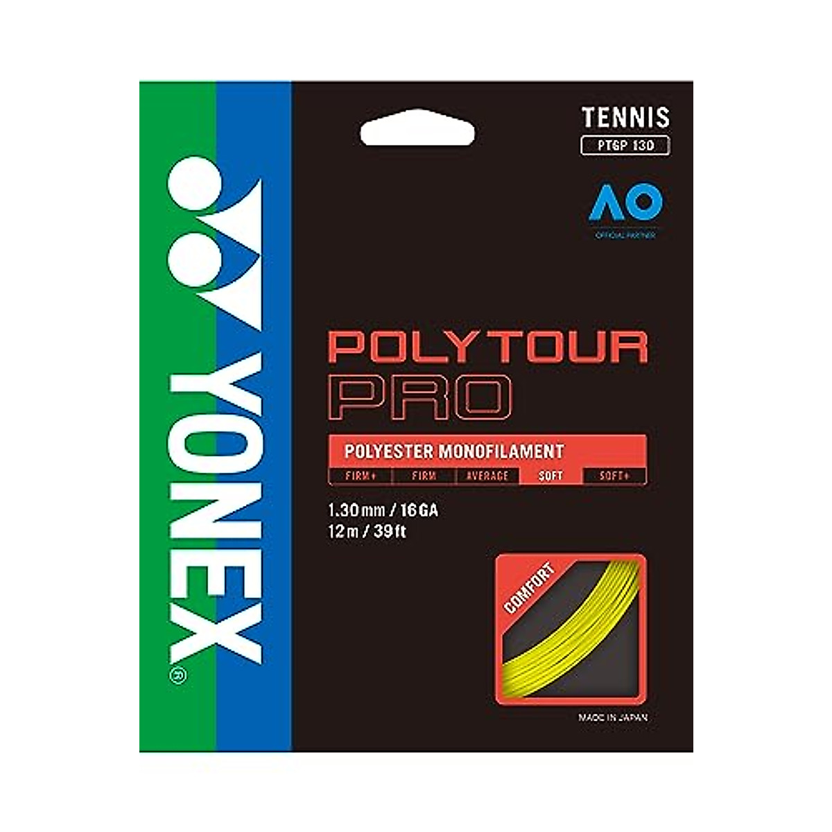 Yonex Unisex's Poly Tour Pro String Set-Yellow, 1.3 mm