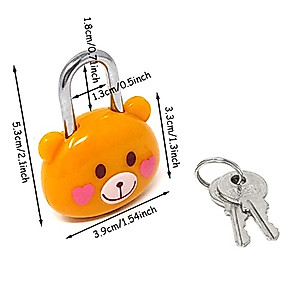 Honbay Cute Cartoon Animal Padlock Mini Brown Bear Padlock Lock with Key - for Jewelry Box, Purse, Handbag, Backpacks, Cabinet, Treasure Chest, Suitcases, Lockers, Letter Box, Diary, Notebook, etc