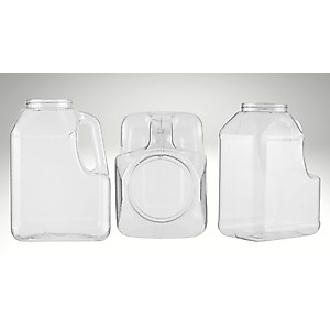 1 Gallon Clear Plastic Jars with Screw On Lids, BPA Free, PET Plastic, Made in USA, Bulk Storage Containers ( Pack of 3)