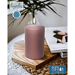 Hyoola Mauve Pink Pillar Candles 2x3 Inch - 4 Pack Unscented Pillar Candles Bulk - European Made