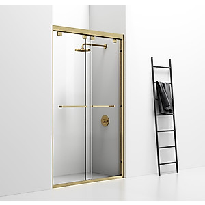 Elegant Kitchen and Bath SD303-4876BGD Semi-Frameless Shower Door 48 x 76 Brushed Gold