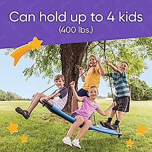 HearthSong 60 Inch SkyCurve Rectangular Platform Swing with Comfy Mat and Steel Frame, Holds up to 400 lbs.