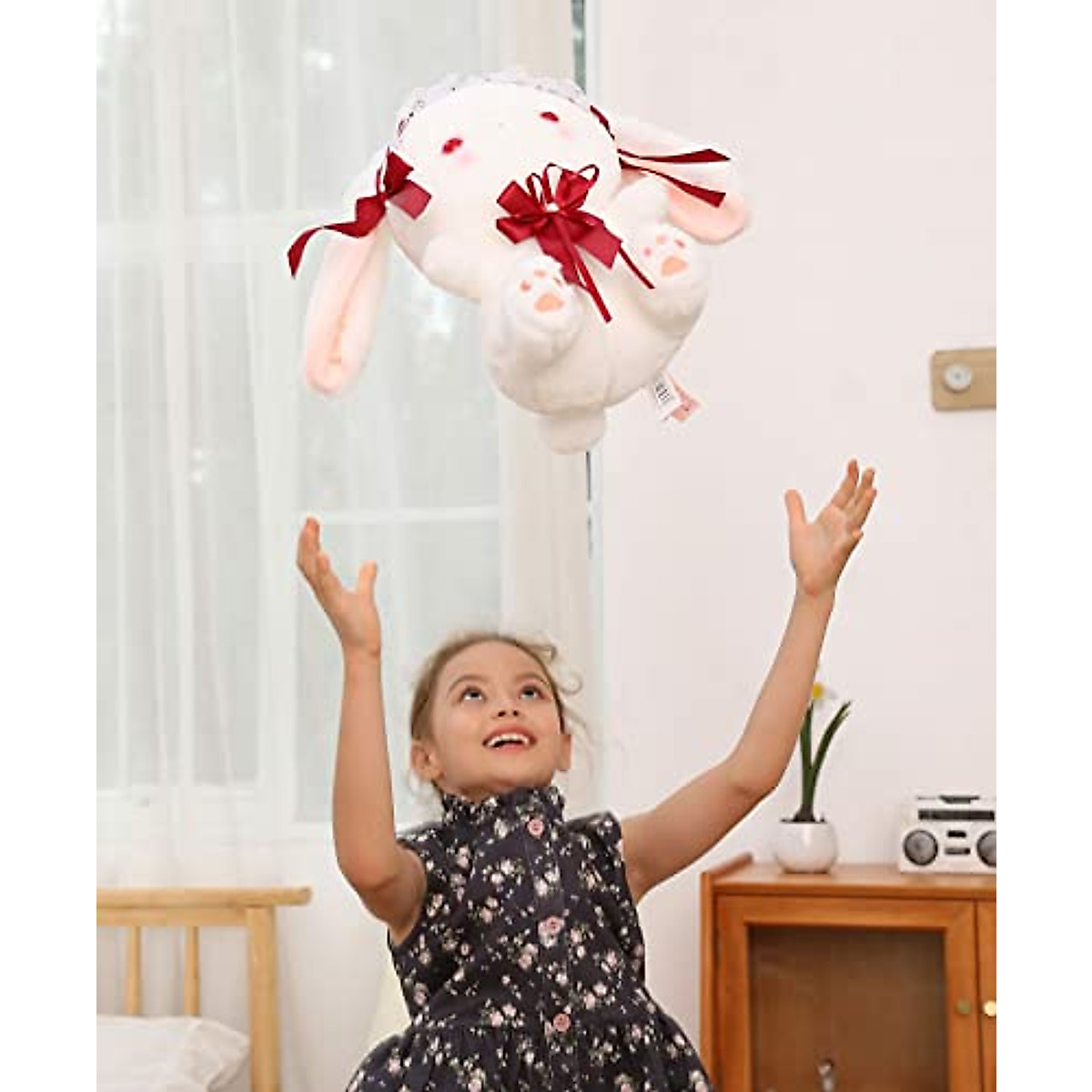 YOMOTREE Stuffed Animal Doll Plush Toys, Plushie Animal Toys, Cute Plush Animals, Lolita Bunny 13.7 Inches, Children's Gifts Rabbit (RED 13.7 Inch)