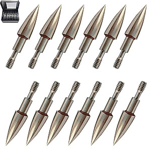 100 Grain Field Points,5/16 Stainless Steel Archery Target Bullet Point Sharp Targethead Screw in Broadheads (1 Dozen 12 PCS)