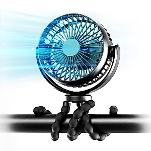 SOVONCARE Stroller Fan Clip on for Baby, Portable Fan for Stroller, Car Seat Fan, Mini Handheld Fan 5200mAh 360°Rotatable Fan with Octopus Tripod Adjustable 3 Speeds Idea Gift