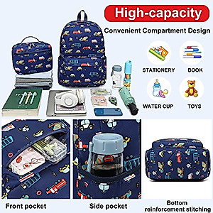 LOIDOU Kids Backpack Boys Preschool Backpacks Construction Kids School Bags Kindergarten Elementary BookBag Set with Lunch Box