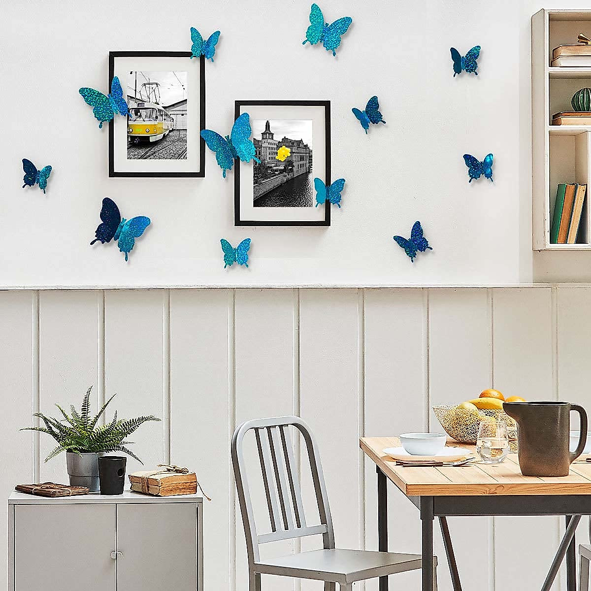 24pcs 3D Butterfly Removable Mural Stickers Wall Stickers Decal for Home and Room Decoration (Indigo)