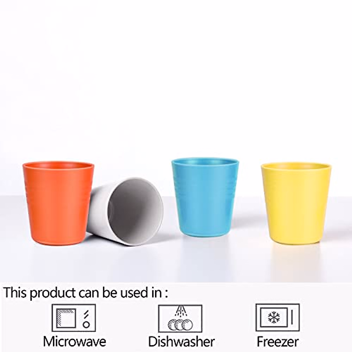【Set of 8】Reusable Wheat Straw Drinking Cups - 8 Ounce Unbreakable Water Cups - Stackable BPA Free Small Drinking Glasses Set -Dishwasher Safe for Home Kitchen Parties Camping Supply