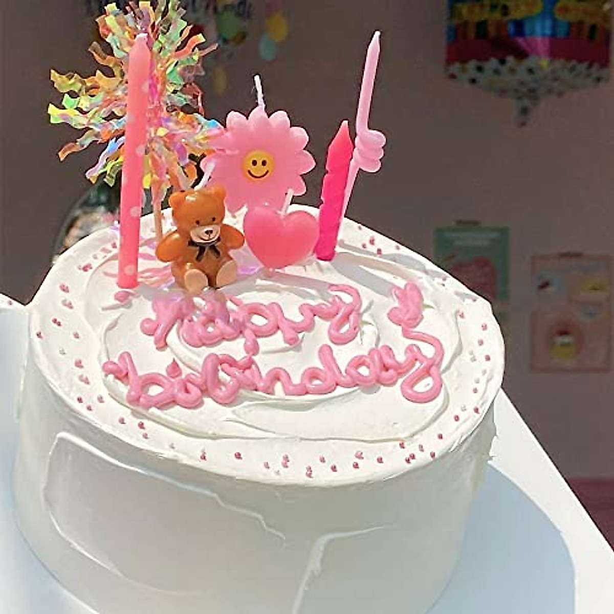 4Pcs/Set Daisy Birthday Candles, Cute Sunflowers Candles, Children's Birthday Candles, Birthday Cake Decorations - White, Purple, Pink, Yellow