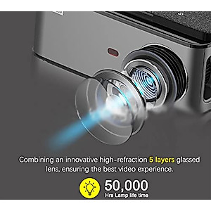 TOEWOE Mini Projector, Portable Video Projector, 50000 Hours Multimedia Home Movie Projector, Compatible with Full HD 1080P HDMI, USB, AV, Laptop, Smartphone