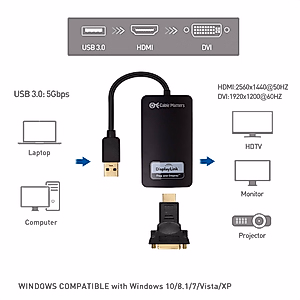 Cable Matters SuperSpeed USB 3.0 to HDMI Adapter (USB to HDMI Adapter) for Windows up to 1440p in Black