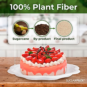 SUGARFIBER 10-inch Compostable Disposable Paper Plates, White Floral Acanthus Collection [50 COUNT]