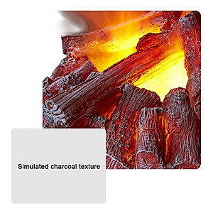 TEXBOOK Water Vapor Electric Fireplace Electric Fireplace Log, 17 Inch Portable Remote Control Fireplace with Realistic Flame Effect Ember Bed, Overheated Protection Fake Fireplace