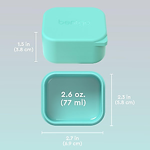 Bentgo Sidekicks 2-Pack Silicone Container Set - Dipping Sauce Cups for Condiments & Small Snacks, Reusable, Durable, & Leak-Proof Liquid Storage, Salad Dressing Container - 2.6 oz (Gray & Aqua)