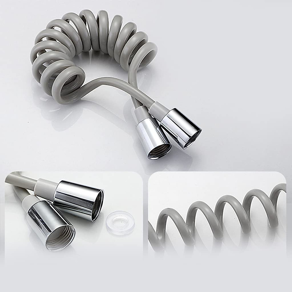 Guojiang Retractable Spring Hose Flexible Telescopic Shower Hose For Handheld Shower For Head Toilet Bidet Sprayer Black/Gray/W Telescopic Shower Hose