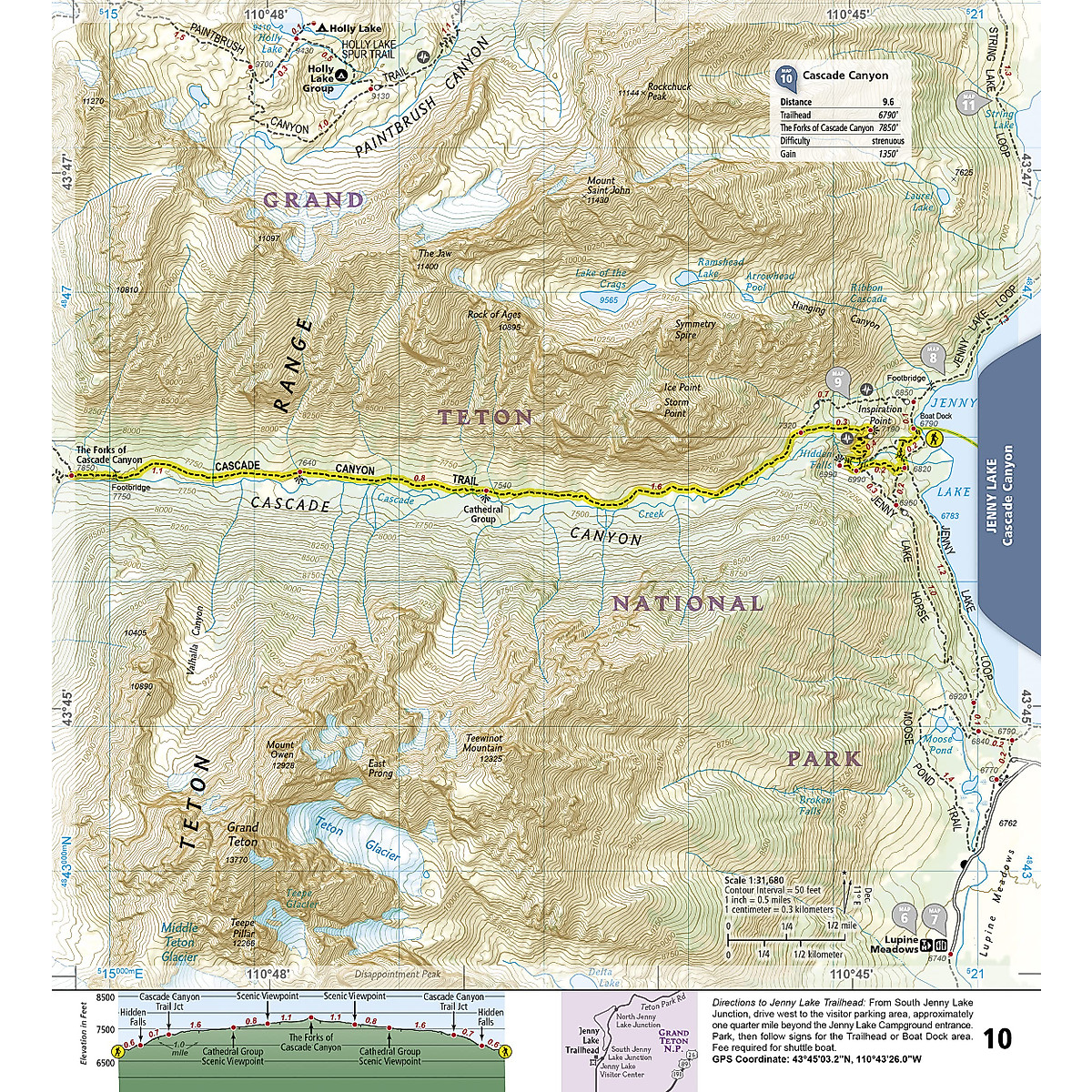 Grand Teton National Park Day Hikes Map (National Geographic Topographic Map Guide, 1706)