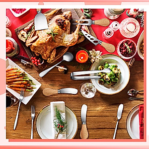 48 Pieces Cheese Knife Set Include 8 Pieces Stainless Steel Cheese Spatula Set with Wooden Handles 40 Pieces Stainless Steel Cheese Spatula Set for Birthday Wedding Christmas