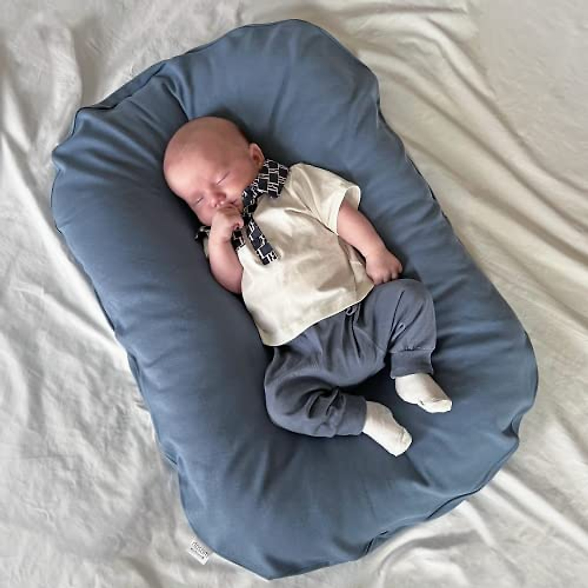 MOZAH Baby Lounger Pillow Cover – Machine Washable and Breathable Cotton Fitting Most Infant Loungers and Baby Nest Loungers (Roman Green)