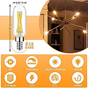 hansang E12 LED Bulbs Dimmable, 40W Equivalent, 3000K Soft White, T6 Tube Candelabra LED Light Bulbs for Chandelier, Light Bulbs Small Base with Filament Clear Glass, 120V, CRI85+, 400LM, 8 Pack